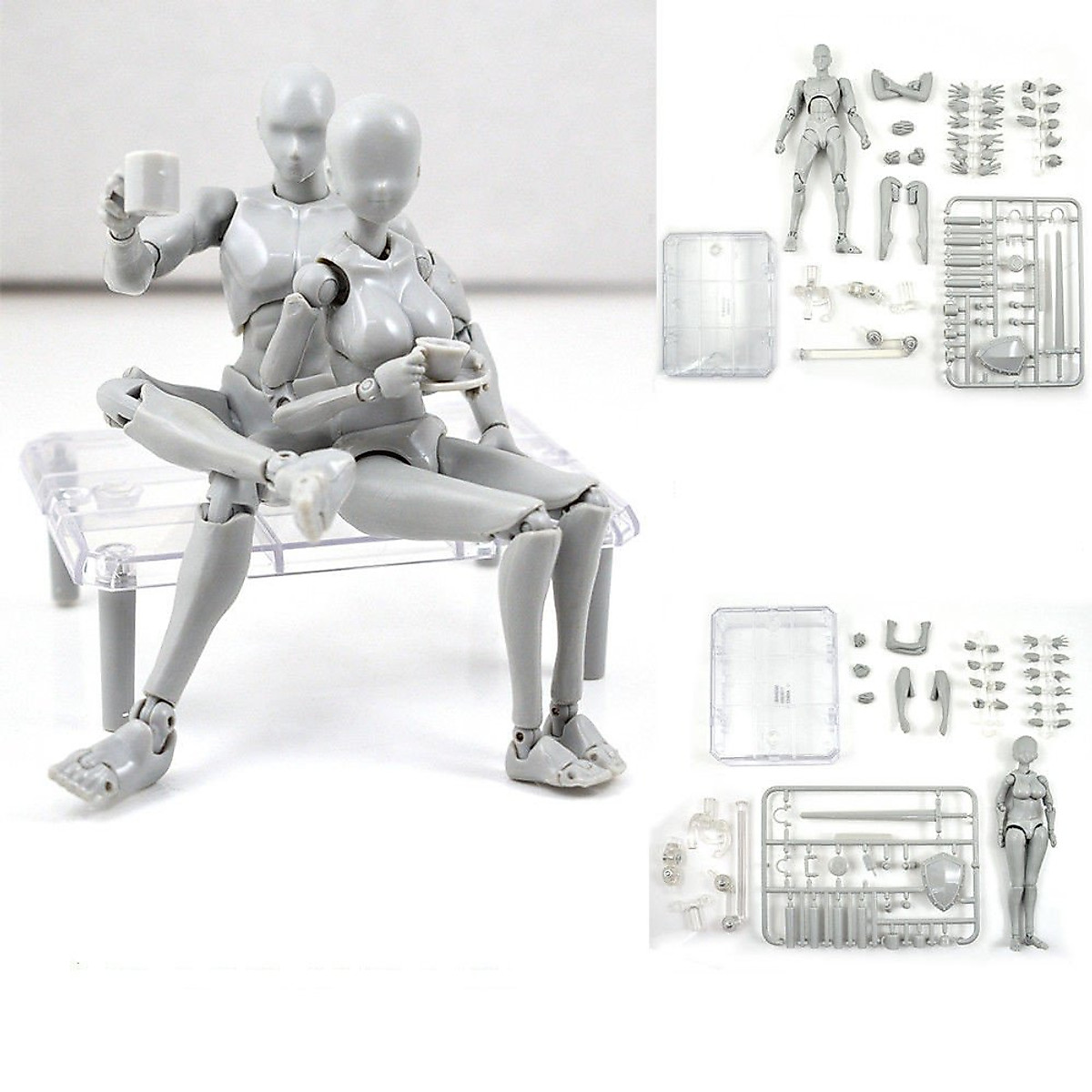 Body Kun Doll PVC Body Chan DX Set 2.0 Gray Color for SHF Body Kun DX Set Male & Female Action Figure Model Set