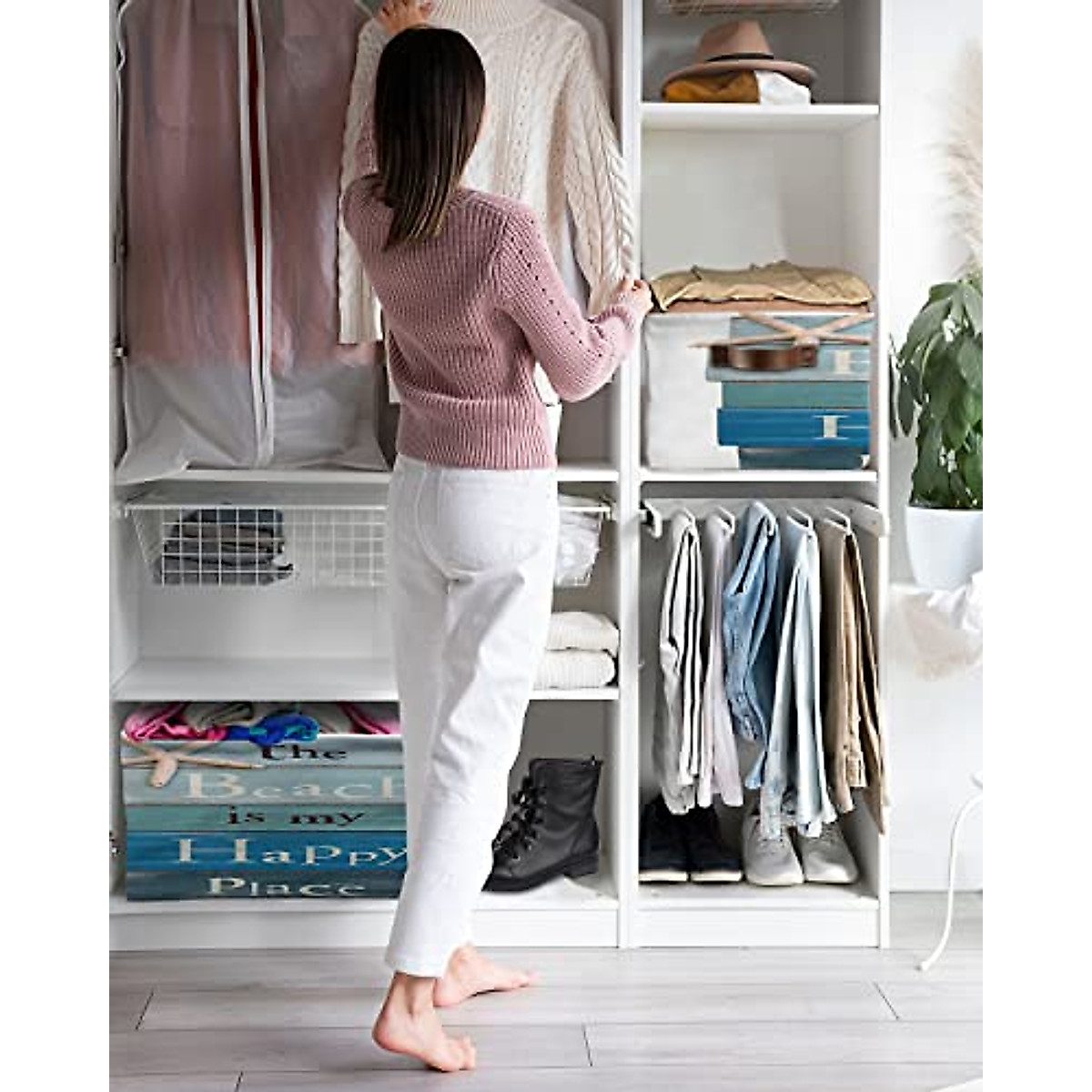 ARTtikke Storage Bins Clothes Organizer Beach Themed Storage Cubes Bin with Handles,Foldable Storage Boxes for Closet,Storage Basket for Organizing Shelves, 15x11x9.5 inch