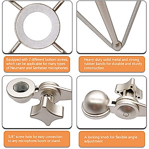 Boseen Spider Microphone Shock Mount Mic Holder - Anti Vibration Metal Spider Shockmount Compatible with Neumann U47 U67 U87 TLM102 TLM103 TLM107 M147 M149 Senheiser MK4 MK8 Condenser Microphones