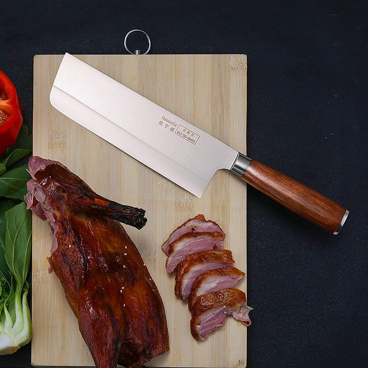 MannyGa Nakiri Knife 7 Inch Japanese Chef's Knife with Ergonomic Handle,Meat Cleaver and Asian Chef Knife for Kitchen and Restaurant.