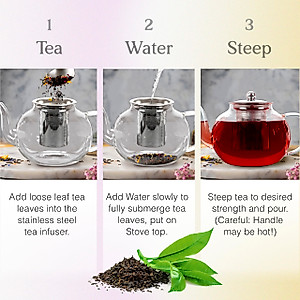Glass Tea Sets for Adults-Elevate your Tea Time with our Clear Teapot & insulated Cup Set- Tea Pot Sets Kettle w/Infuser for Stove Top & 4 Double Wall Teacups Blooming loose leaf teas Glass Tea set