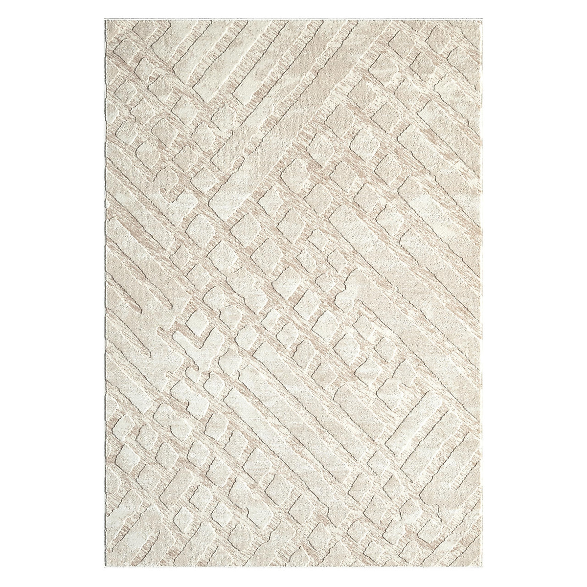 Abani Terra Cream Area Rug for Living Room, Bedroom - Rustic Modern Pattern - 2' x 3' - Durable & Easy to Clean