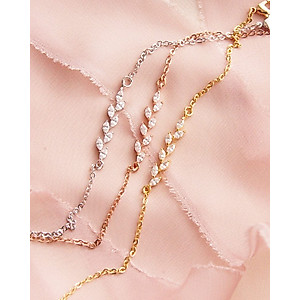 VIROMY Dainty Cubic Zirconia Leaf Bracelet for Women 18K Gold Filled Minimalist CZ Leaves Bracelet Delicate Simulated Cubic Zirconia Olive Leaf Bracelets Everyday Jewelry Gifts for Brides