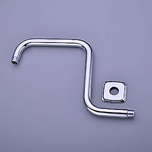 TRUSTMI 13 Inch Shower Arm with Flange S Shape Shower Head High Rise Extension Replacement Pipe, Stainless Steel, Chrome