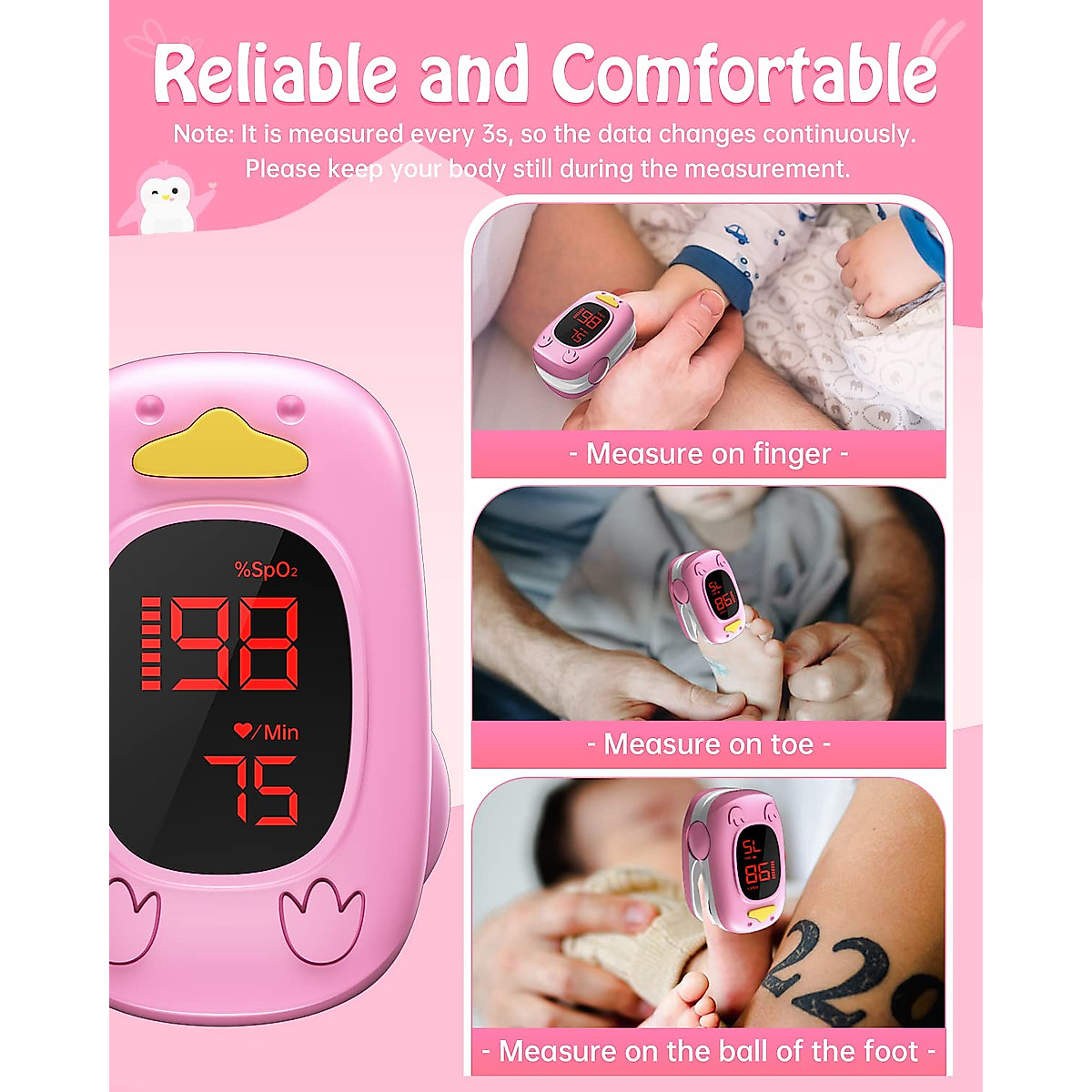 baby pulse oximeter for kids-pulse oximeter fingertip bluetooth baby oxygen monitor infant spo2 pulse monitor,Compatible with iOS Android,suitable for children infant kids baby
