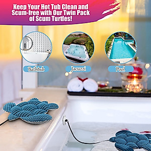 ANSLCA Hot Tub Scum Absorber, 2 Pack Scum Turtle Hot Tub Cleaner Hot Tub Sponges to Soak up Oils- Must Have Hot Tub Accessories for Adults Hot Tub Scum Sponge- Keeps Your Hot Tub Water Clean and Clear