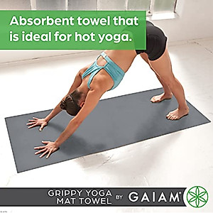 Gaiam Grippy Non Slip Yoga Mat Towel - Fast Drying Towel - Ideal for Hot Yoga - Microfiber and Machine Washable - Grip Backing - Vivid Blue/Fuchsia - 68" L x 24" W