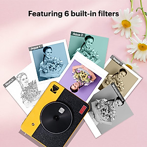 KODAK Mini Shot 3 Retro 4PASS 2-in-1 Instant Digital Camera and Photo Printer (3x3 inches) + 68 Sheets Cartridge Bundle, Yellow