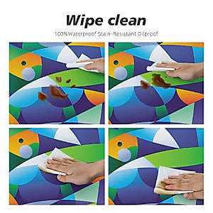 NJZOXR Seamless Table Cloth for Round Tables Wooden Boards Oil Proof Waterproof Tablecloth for Picnic Party Basalt Stones Bamboo Fits up 40"-44" Diameter Tables