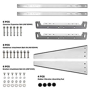 TURBRO Wall Mount Stand for Mini Split Ductless Air Conditioner Heat Pump System, Sturdy Stainless Steel Bracket w/Dual Cross-Bars, Support Condenser up to 550 lbs (7,000 - 24,000 BTU)