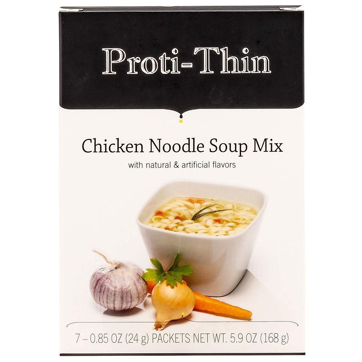 Proti-Thin High Protein Chicken Noodle Soup, 15g Protein, Low Calorie, Healthy Instant Diet Soup Mix, KETO Friendly, 1 Pack of 7 Servings