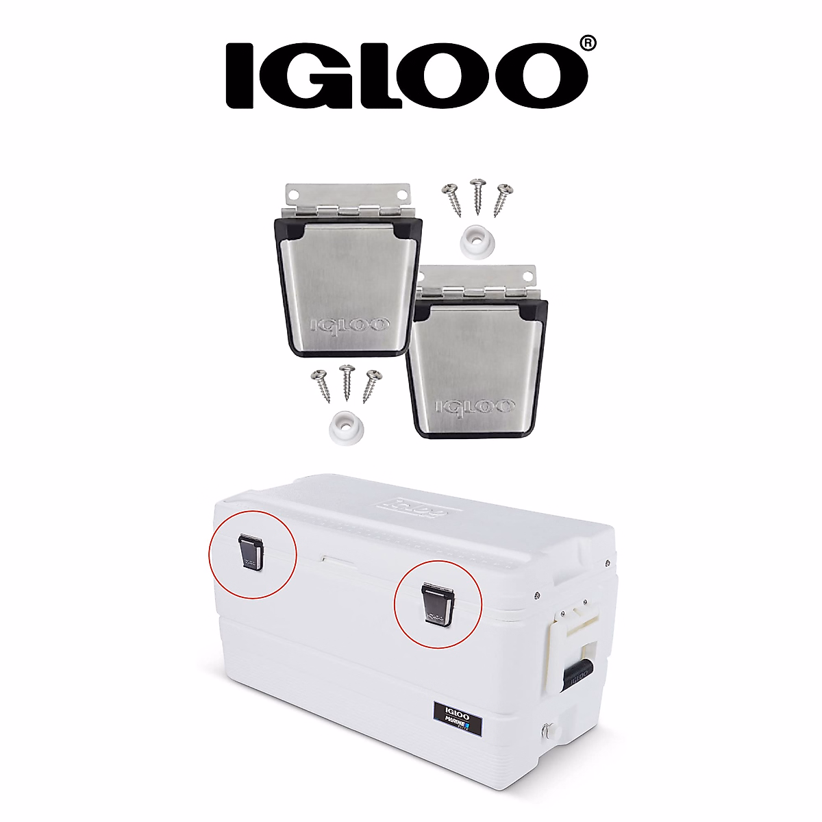 Igloo Cooler Stainless Steel Latch and Single-Screw Attachment Post, 2-Pack