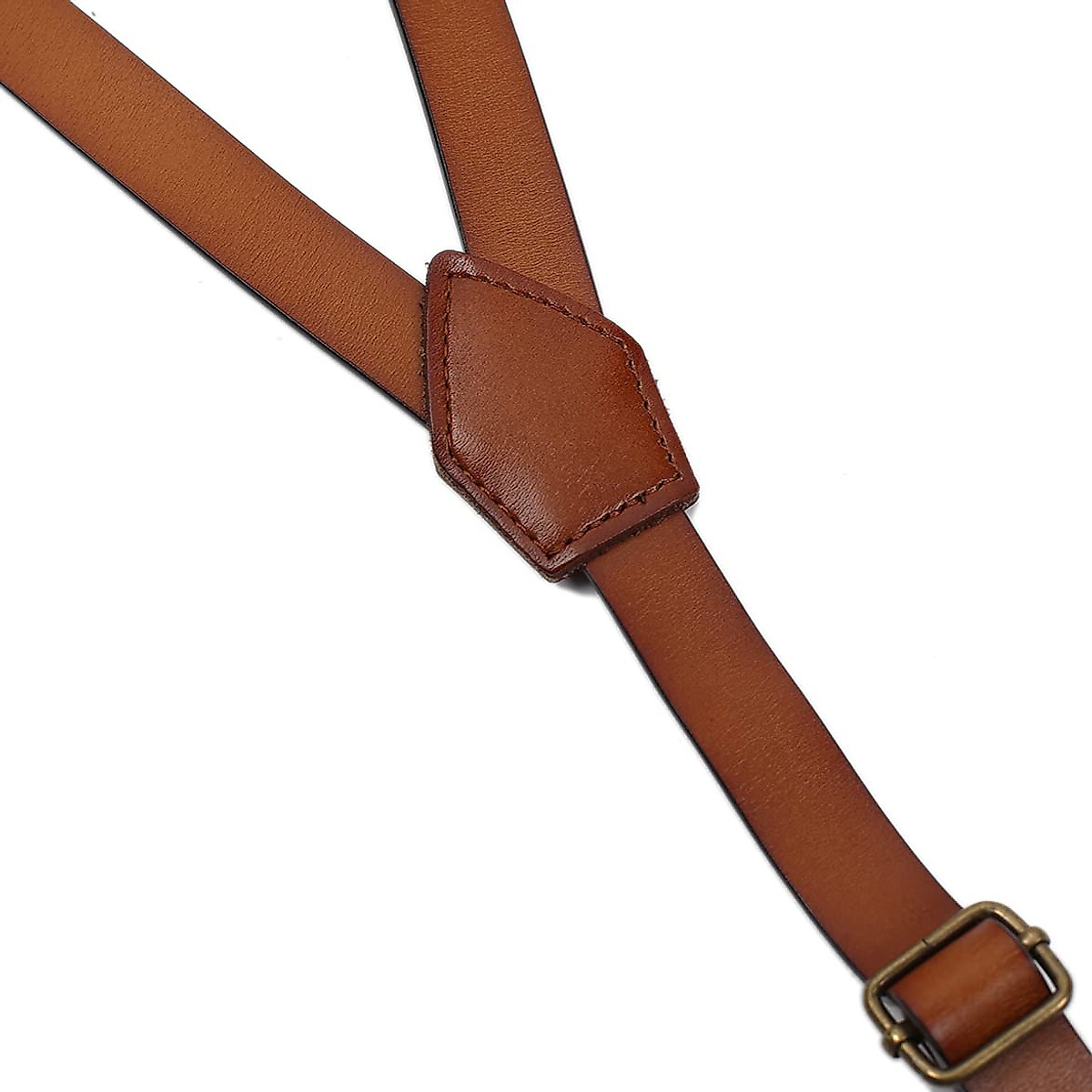 Exception Goods Leather Suspenders For Men, Personalized Brown Genuine Leather, Groomsmen Gifts (L Fits 5'2"-6'23", Brown)