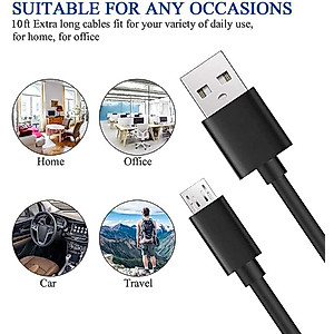 Micro USB Cable 10Ft,2 Pack Extra Long Android Charger Cable,DEEGO Durable Fast Sync Charging Cord for Samsung Galaxy S7 S6 Edge J7,Note 5,Note 4,LG G4,Android Phone,PS4,Smartphone,Camera,Black