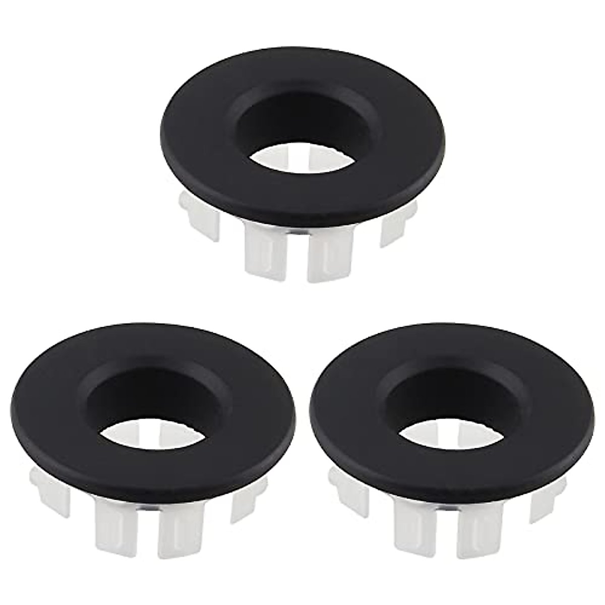 Murtenze 3Pcs Sink Overflow Ring, Sink Basin Trim Overflow Cover Copper Insert in Hole Round Caps for Kitchen Bathroom (Black)