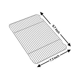 Small Stainless Steel Cooking Rack Set 2, Little Baking Rack Pack of 2, for Cooling Baking Roasting Grilling Drying, Rectangle 9.7x7.48x0.6 inch, Fits Small Toaster Oven, Oven & Dishwasher Safe