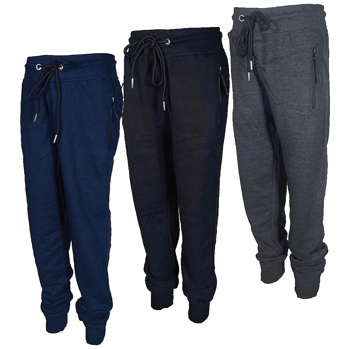 BROOKLYN VERTICAL 3-Pack Boys Fleece Cotton Joggers Sweatpants with Reflective Zipper Pocket and Drawstring | Small-XL (as1, numeric, numeric_10, numeric_12, regular, Combo B)