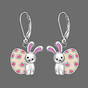 Easter Earrings Bunny Earrings for Women Sterling Silver Cute Rabbit Earrings Bunny Easter Egg Dangle Jewelry Charms Holiday Gifts