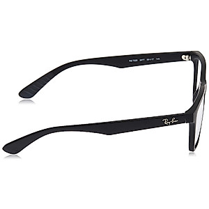 Ray-Ban RX7025 Square Prescription Eyeglass Frames, Matte Black/Demo Lens, 53 mm