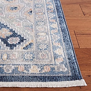 SAFAVIEH Blair Washable Collection Runner Rug - 8' Runner, Grey & Navy, Contemporary Design, Washable & Slip Resistant, Ideal for High Traffic Areas in Hallway, Bathroom & Kitchen (BLR220F-28)