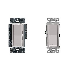 Lutron Diva LED+ Dimmer Switch for Dimmable LED, Halogen and Incandescent Bulbs, Single-Pole or 3-Way, DVCL-153P-GR, Gray & Claro On/Off Switch, 15-Amp, Single-Pole, CA-1PS-GR, Gray