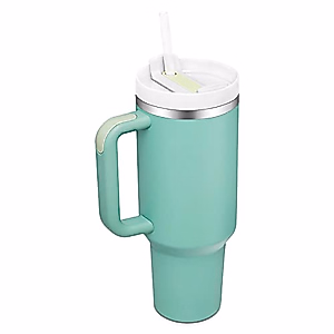 YOUEXPERT 40 oz Thermos Tumbler with Handle and Straw with lid Car Mug with Outdoor Sports Travel Stainless Steel Sippy Mug Gifts 2st (eucalyptus)