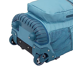 Travelers Club Rolling Backpack with Shoulder Straps, Aqua, 18-Inch