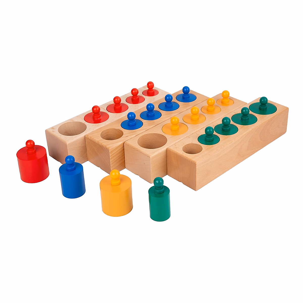 Adena Montessori Knobbed Cylinders Blocks Home Preschool Toys (Colorful Knobbed Cylinders)