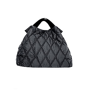 Lightweight (Black) Shoulder bag for Women, 18.11 x 12.2 x 5" Fits anywhere Soft Quilted Padding PufferTote Bag, Purse, Big Capacity, lightweight and durable.