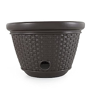 Suncast CPLHPW100 HPW100 Mocha Wicker 100-Foot Capacity Hose Pot, Brown