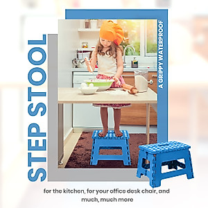 Utopia Home Folding Step Stool - (Pack of 1) Foot Stool with 9 Inch Height - Holds Up to 300 lbs - Lightweight Plastic Foldable Step Stool for Kitchen, Bathroom & Living Room (Blue)