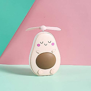 Dft Portable Avocado Shape Handheld Mini Air Cooler Fan with Fill Light Mirror USB Rechargeable Small Personal Cooling Tools