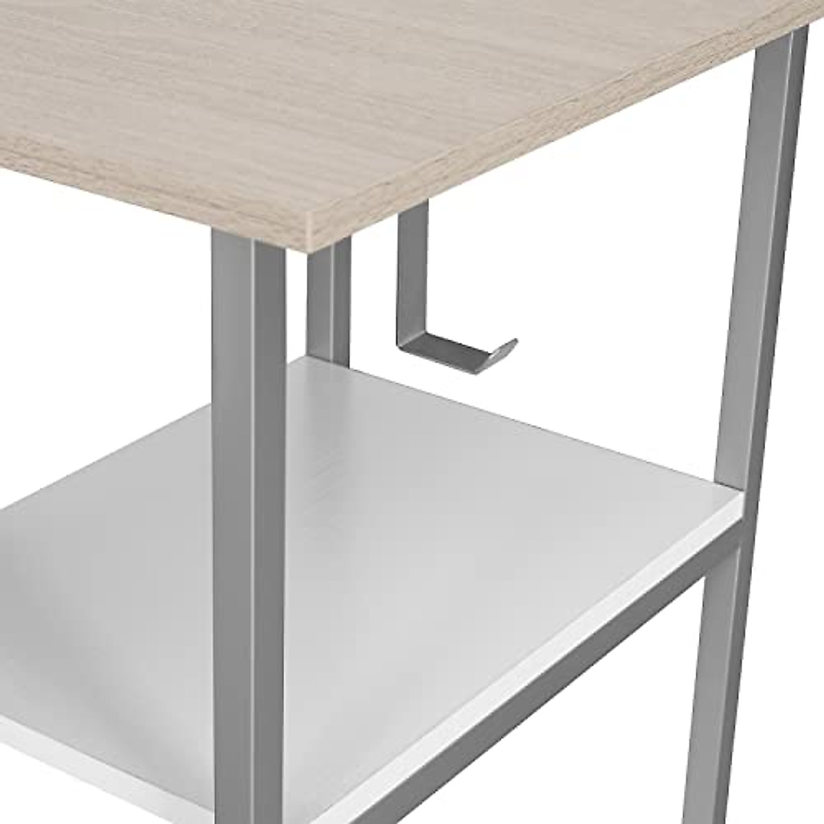 Techni Mobili L Shaped Desk - Two-Toned Computer Desk with Drawers & Storage Shelves - Simple Modern Furniture & Home Office Space Corner Table for Work & Writing