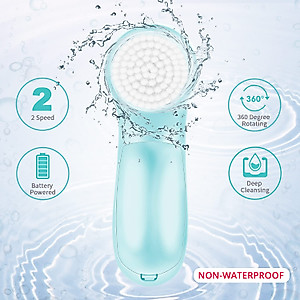 Electric Facial Cleansing Brush 7 in 1 - Fabuday Face Skin Spin Brush for Deep Cleansing, Gentle Exfoliating, Blackhead Removing and Massaging, Battery Operated Facial Cleanser Brush