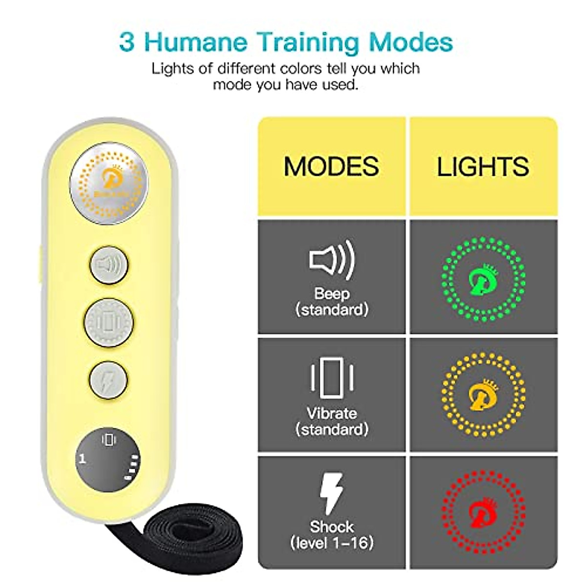 Bousnic Dog Shock Collar with Remote - for Large Medium Small Dogs (10-120lbs) Dog Training Collar Rechargeable Waterproof with 3 Humane Modes and 1000ft Control Range