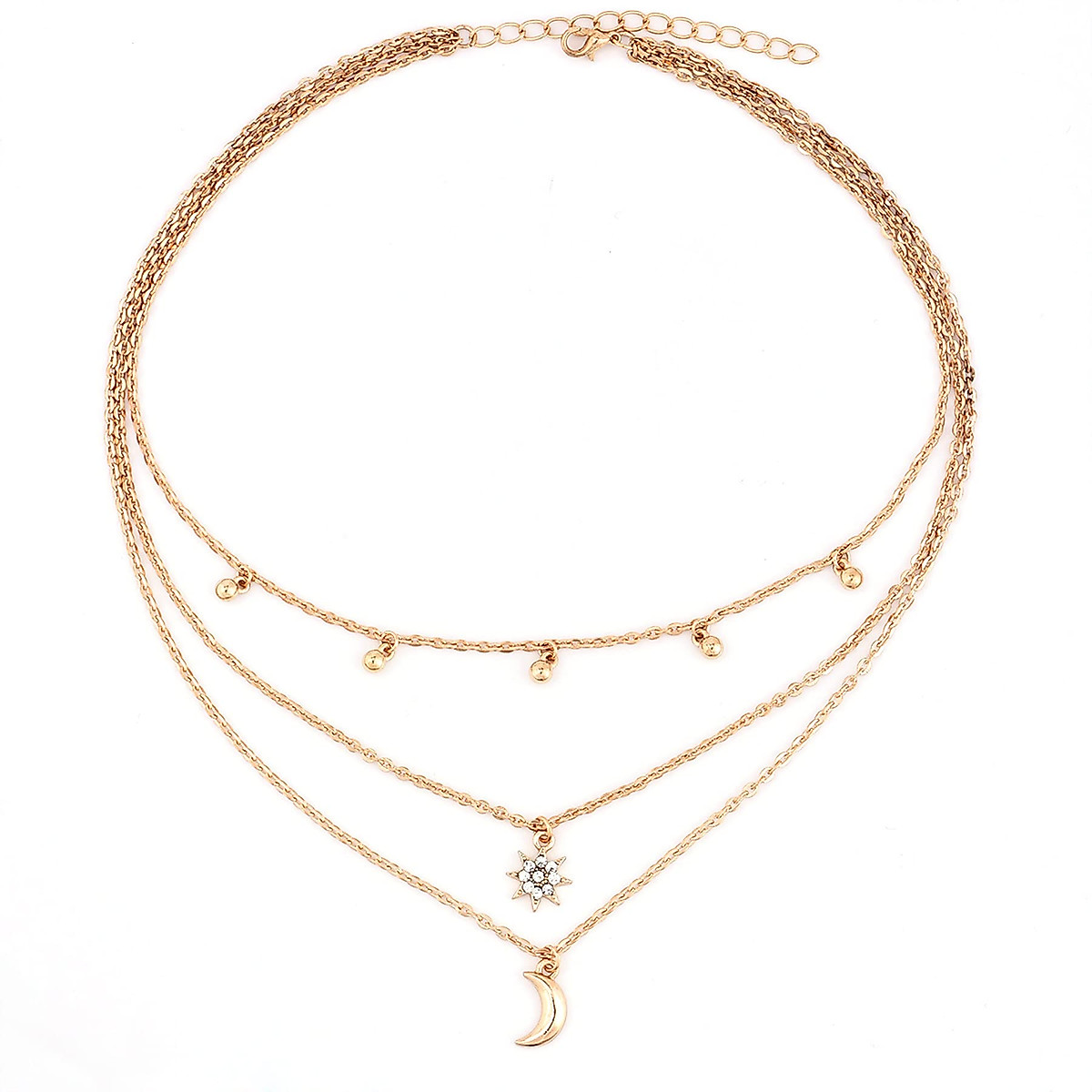 BERYUAN Women Simple Choker Moon Star Choker Necklace Pendant Necklace Trendy Necklace for Women (GOLD)