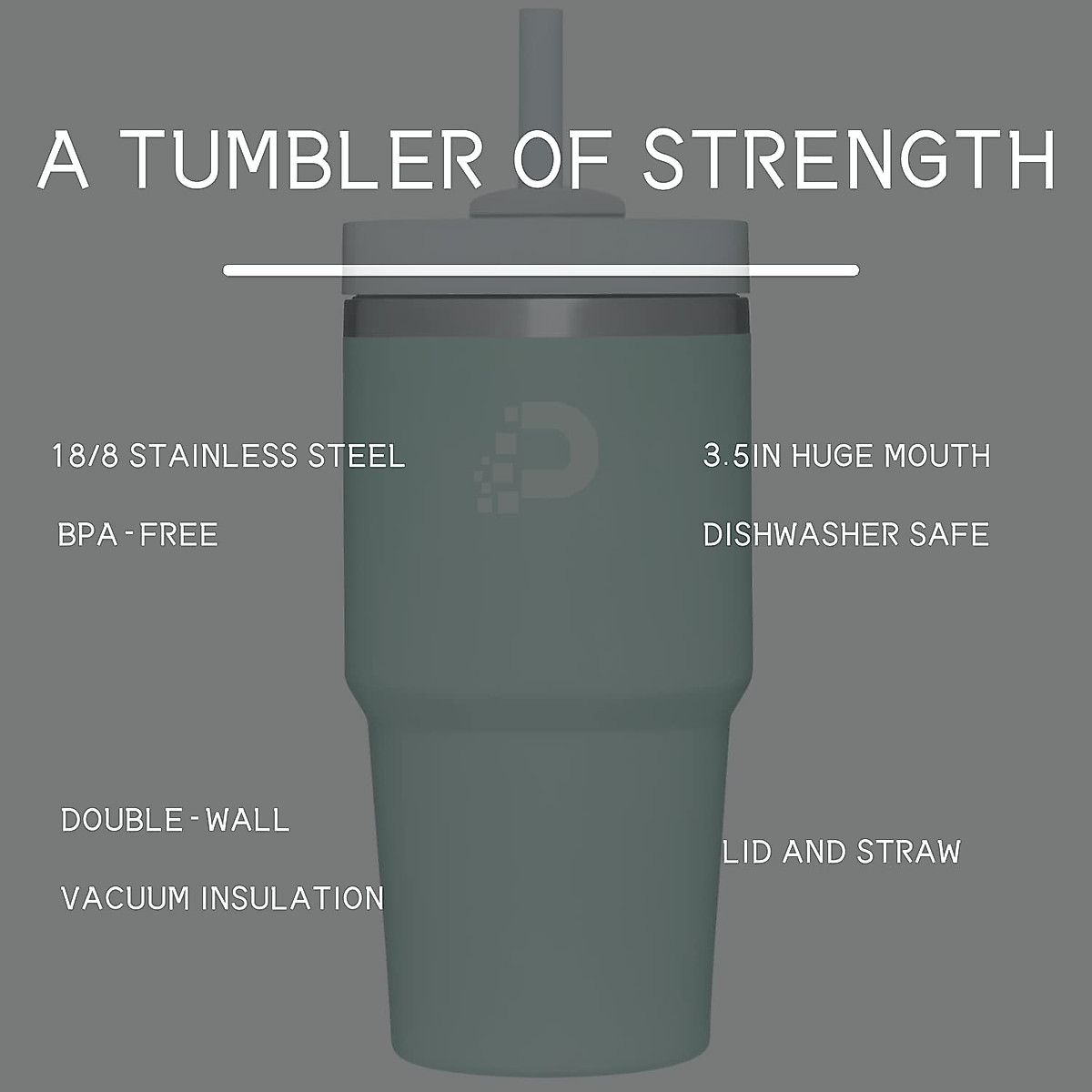 Acuewuja 20oz/590ml Tumbler With Lid And Straw Reusable Adventure Quencher H2.0 Vacuum 18/8 Stainless Steel Coffee Travel Mug Leak Resistant Insulated Beer Cup (Eucalyptus)