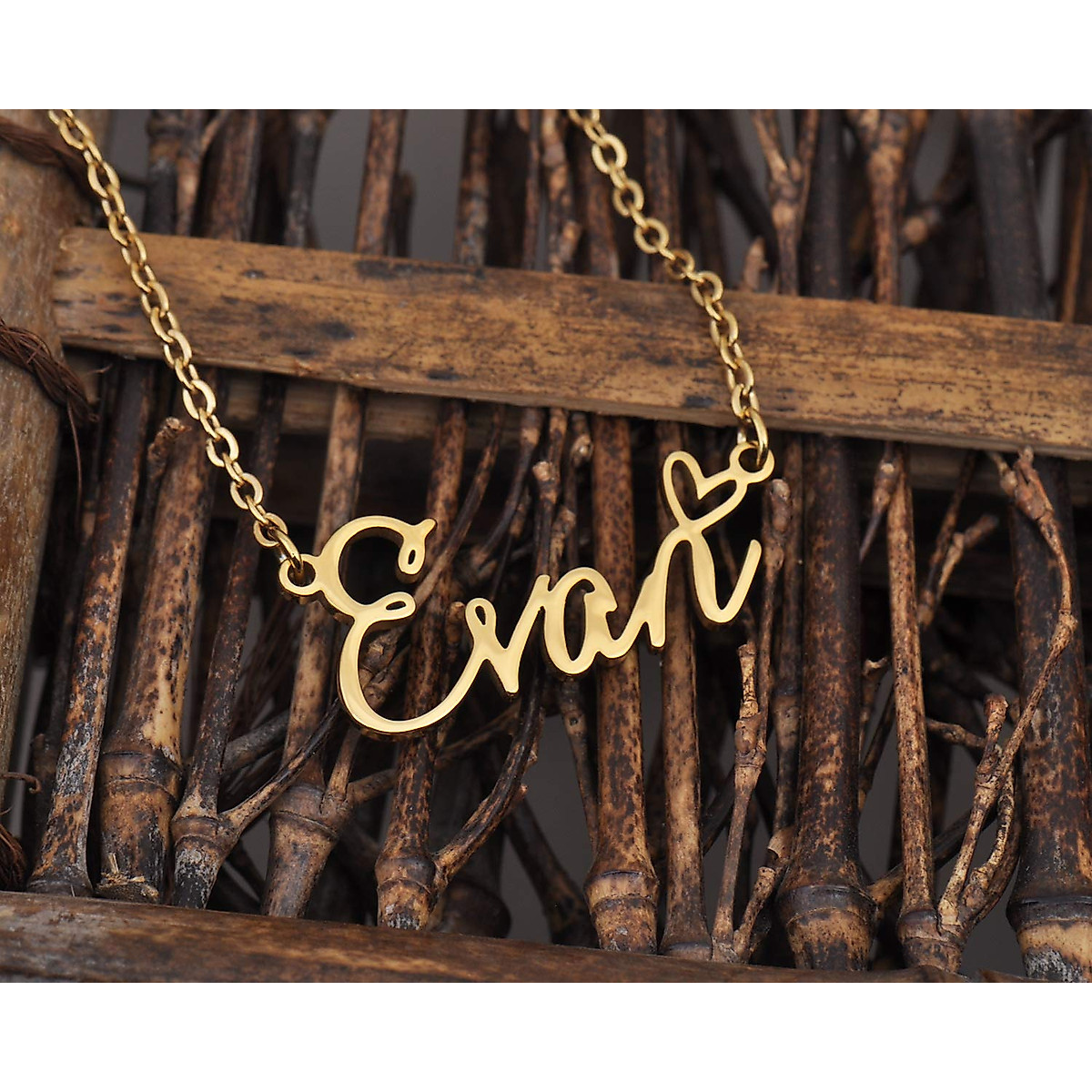 Cobi Name Necklace Name Plate Necklace Name Tag Necklace in Rose Gold