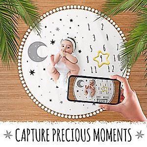 Houseware Homes Premium Baby Milestone Blanket for Boy Girl Super Soft Fleece Months Blankets Baby Shower Gender Neutral Gifts Photography Backdrop 43" x 43" space theme Baby Monthly Milestone Blanket