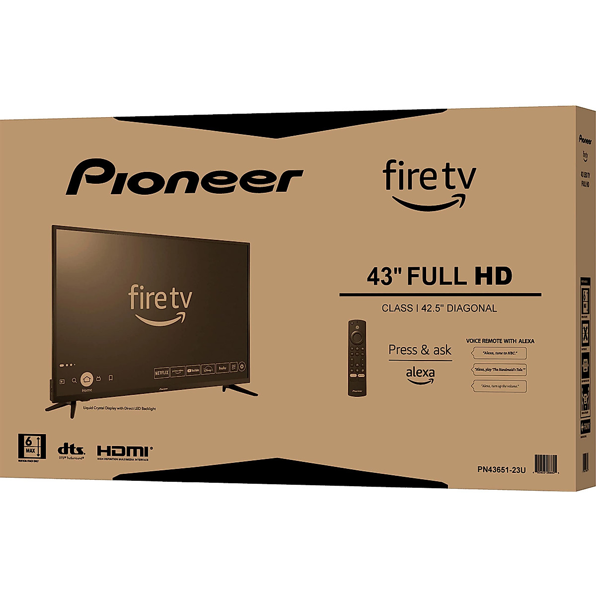 PIONEER All-New 43-inch Class LED Smart Full HD 1080p Fire TV (PN43651-23U, 2022 Model)