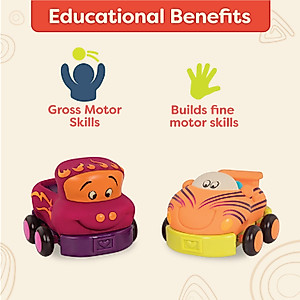 B. toys- Soft Vehicles Pull Back Cars- Kid Powered cars for toddler- 12 months +