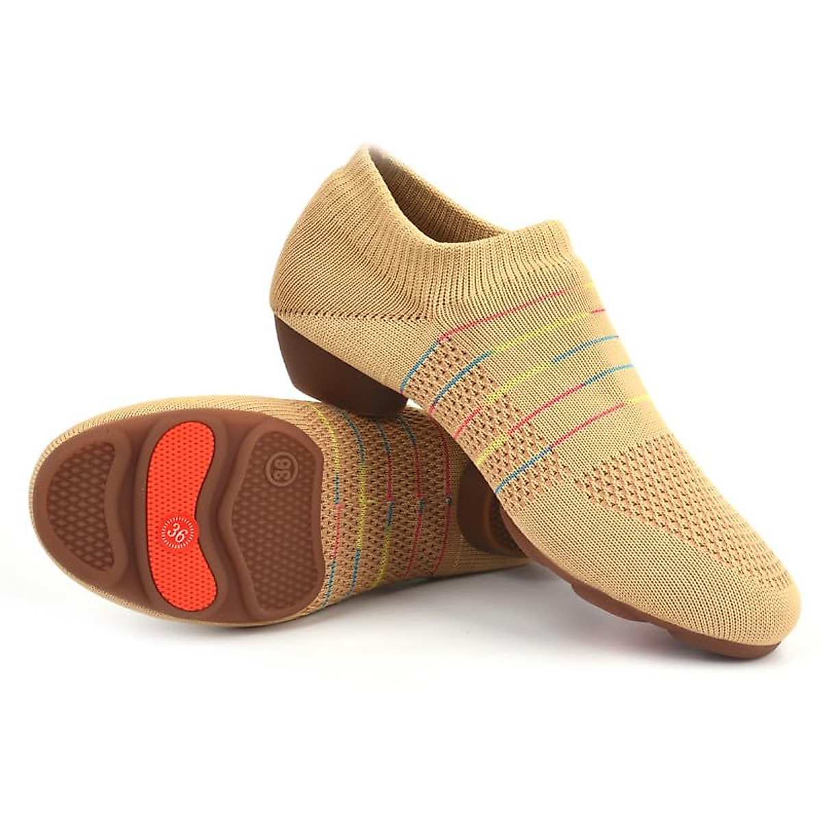 Women's Jazz Shoes Slip-on Jazz Dance Shoes Breathable Athletic Soft Sole Teacher Shoes Fitness Exercise Yoga 3 CM Heel FZBN339