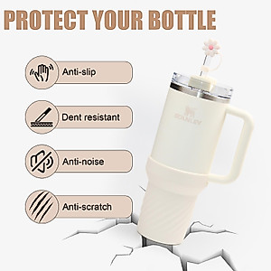 Silicone Boot and Straw Cover for Stanley Cup 40 oz, Bottom Sleeve Protector Accessories for Stanley, Anti-Slip, Anti-noise, Protective (Cream, 40oz)