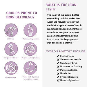 Lisol Iron Fish 2 Pack - A Natural Source of Iron, Cooking Tool to Add Safe Iron to Food and Water, Iron Supplement Alternative Suitable For Vegans, Athletes, Pregnant Women (#01 Iron Fish)