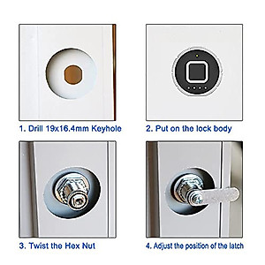 Fingerprint Drawer Lock eLinkSmart Bluetooth App Cabinet Lock 20MM (17MM) for Home Office Mailbox Keyless Furniture Lock with 3 Sizes Tubular ​Cam 20 Fingerprints 500+ App Users