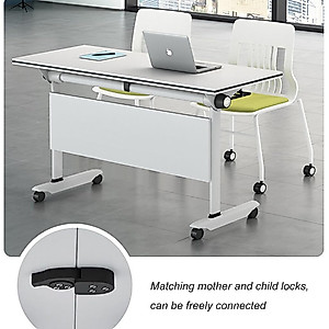 Folding Conference Table, Flip Top Mobile Training Table with Modesty,Storage Layer and Lockable Wheels,Wood Tabletop, Metal Frame (Color : A, Size : 120 * 40 * 75cm)
