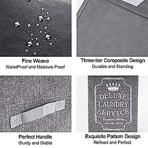 YOUDENOVA Tall Laundry Basket with Lid, 72L Large Collapsible Clothes Hamper with Handle, Freestanding Waterproof Clothes Hamper Basket for Nursery, Bedroom, Bathroom, College Dorm – Fossil