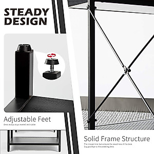 OUTFINE Desk Computer Desk Office Desk with Wodden Drawer, Monitor Stand and Storage Shelves