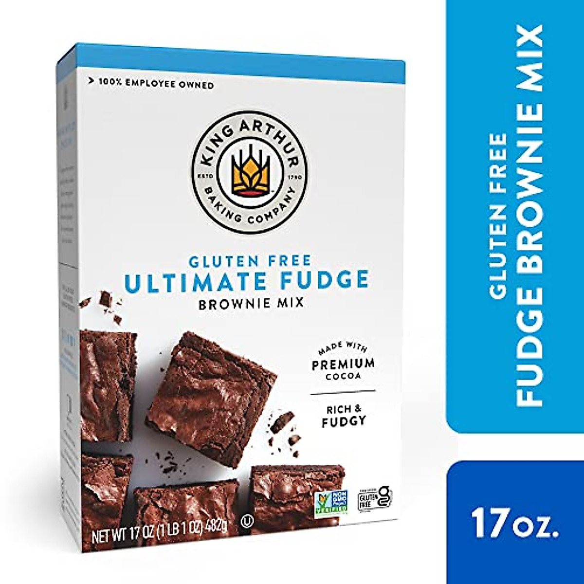 King Arthur, Gluten Free Fudge Brownie Mix, Certified Gluten-Free, Non-GMO Project Verified, Certified Kosher, 17 Ounces
