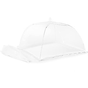 Mesh Outdoor Food Cover Tents (6 pack): Collapsible Umbrella Tents for Picnics, BBQ, Camping & Outdoor Cooking; Pop Up Screen Net & Plate Protector; Shields Food Plates & Glasses From Flies, Bugs